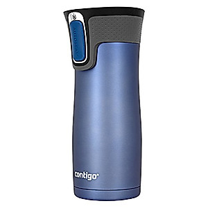 Contigo West Loop Vacuum-Insulated Stainless Steel Thermal Travel Mug with AutoSeal Spill-Proof Lid, Reusable Coffee Cup or Water Bottle, Keeps Drinks Hot or Cold for Hours, 16oz Matte Monaco Blue