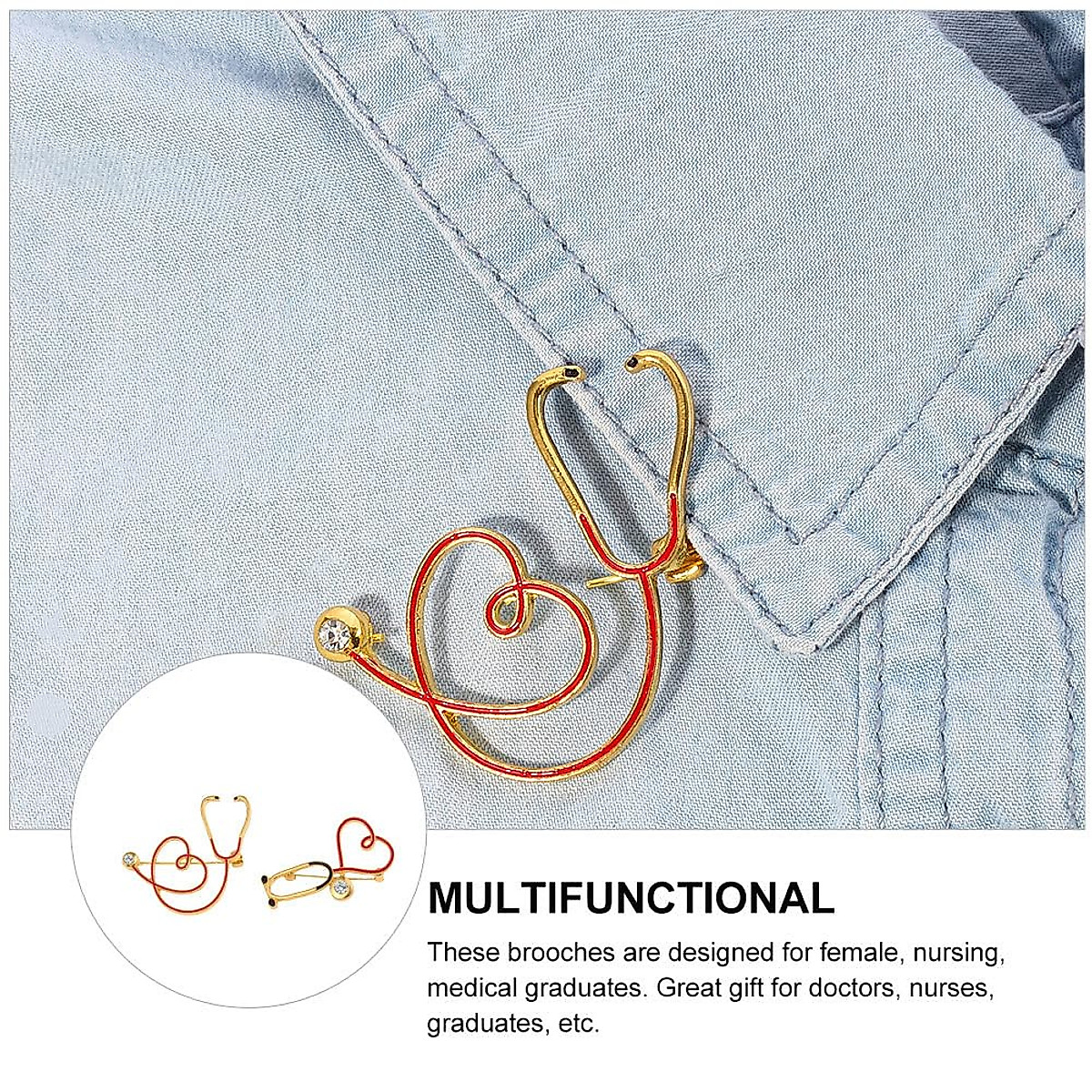 Brooch Pins Doctor Pins, 2pcs Enamel Lapel Pin Heart Shaped Schoolbag Pin Badges for Doctor Medical Students Clothing Bags