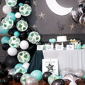 80 Pieces Palm Leaves Balloons Jungle Safari Theme Balloons Hawaiian Party Balloons 12 Inch Clear Latex Balloons for Birthday Jungle Tropical Party Baby Shower Decoration