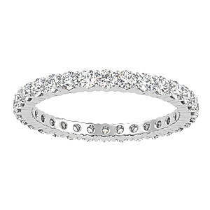 FACETS JEWELS Full Eternity Moissanite Wedding Ring For Women White Gold/Yellow Gold/Rose Gold Anniversary Band Ring For Wife 925 Sterling Silver/10K/14K/18K Solid Gold - 14K Solid Gold 3.5