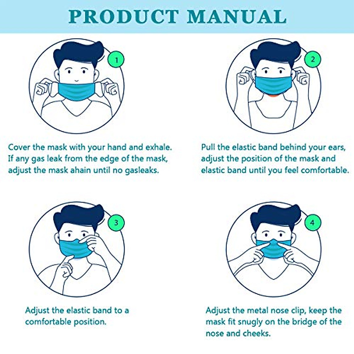 Face Masks, Disposable Face Masks, Breathable Face Mask, 3-Layer Masks 50 Pack Blue