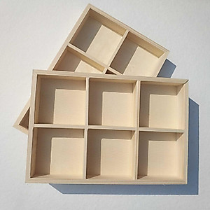 Cabilock 3 pcs Wooden 6-grid Pigment Storage Box Wooden storage box compartment storage six storage