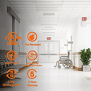 Garrini LED Exit Sign Emergency Light Single or Double Faces Rechargeable UL Certified GX-200NR (Red)