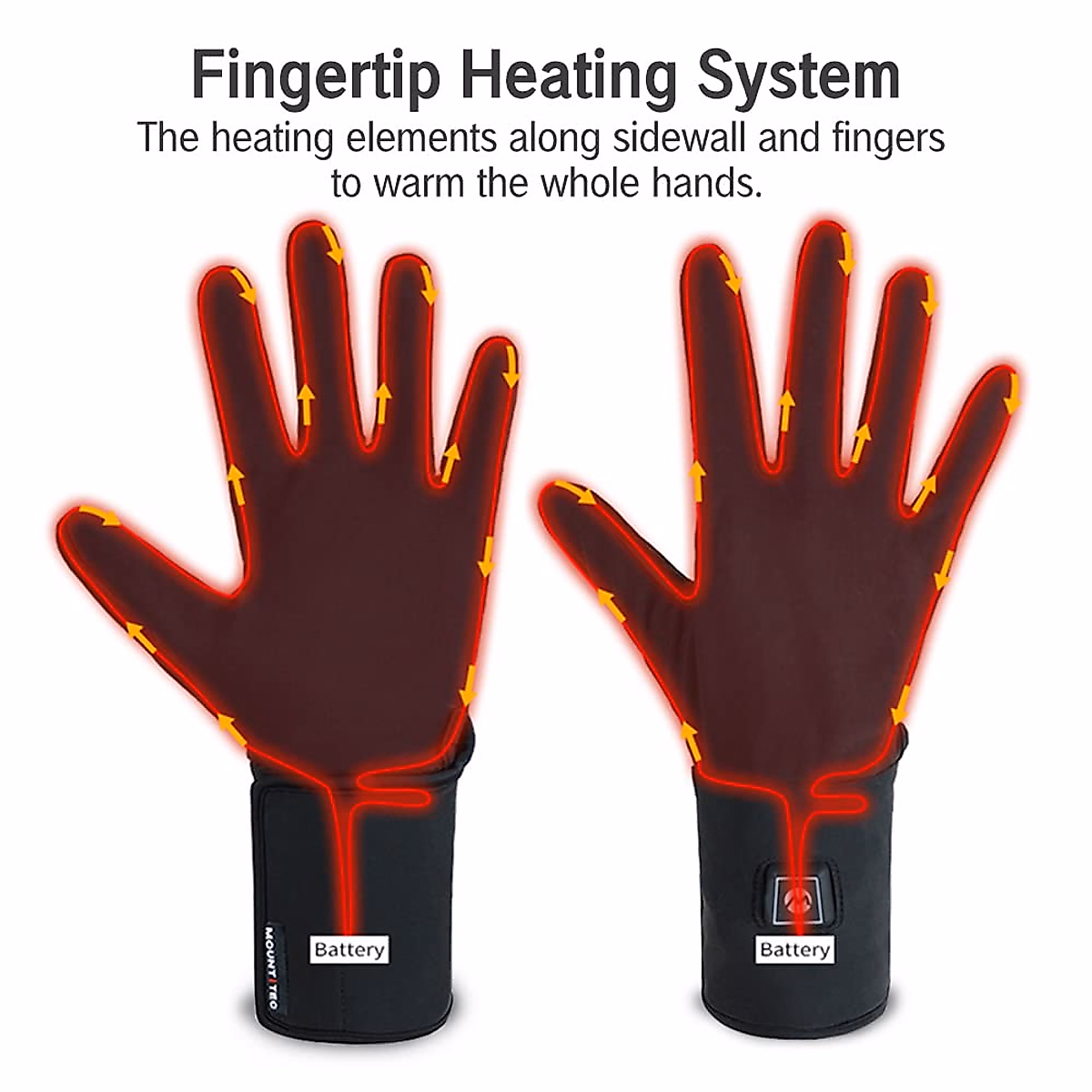 MOUNT TEC Light Weight Stretch Heating Glove Liners Heated Gloves for Men & Women Hand Warmer for Winter Sports Dog Walking Biking Riding Skiing Cycling Hunting Snowboarding (Black, M/L)