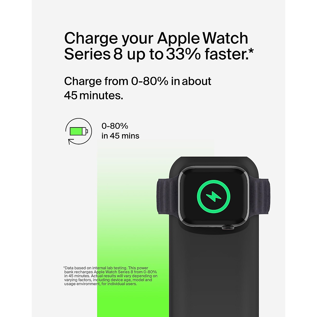 Belkin Wireless Charger Apple Watch Power Bank 10K with 12-inch USB-C to USB-C Cable, 33% Faster Charging - Simultaneous Charging for Apple Watch Series 9, iPhone 15, and More - 20W USB-C PD - Black