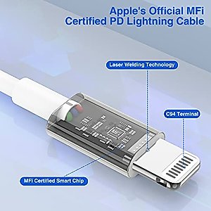 35W iPhone 14 13 Fast Charger,Dual USB-C Port Compact Power Adapter PD3.0 GaN Foldable Plug,Fast Wall Charger Block with 6Ft Type C to Lightning Cable for iPhone 12 11 Pro Max/XS/XR/X/8/iPad,AirPods