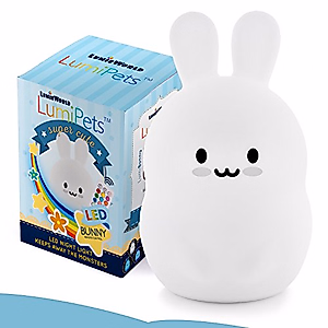 Lumipets Animal Kids Night Light, Silicone Nursery Light for Baby and Toddler, Squishy Night Light for Kids Room, Animal Night Lights for Girls and Boys, Kawaii Lamp, Cute Lamps for Bedroom (Bunny)