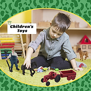 MEMOVAN Realistic Mini Barn Farm Toys Tractor Playset - Plastic Farm Animals Figurines Farm Cake Toppers Farm Figures Farmer Vehicle Toy Truck with Trailer for 3-12 Years Old Kids Boys Girls Toddler