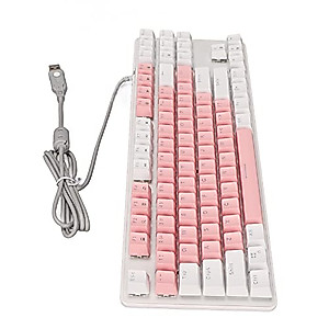 Antiheavy Shadow Wired USB Mechanical Keyboard Gaming Keyboard 87 Keys RGB Backlit Keyboard for PC (Pink White)