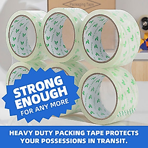 Printholic Packing Tape 6 Rolls Heavy Duty Shipping Packaging Tape 1.88" x 54.6 Yards, 3" Core, Clear, for Moving Packaging Shipping Office Storage, Transparent Tape Refills for Dispenser
