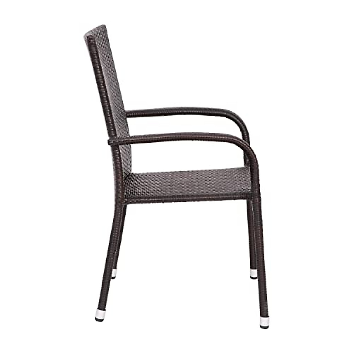 Flash Furniture Indoor/Outdoor Dining Chairs with Arms Wicker Wrapped Steel Frames, 4 Pack, Espresso