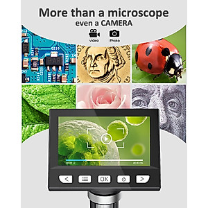 4.3" Coin Microscope - Aopick LCD Digital Microscope 1000X, 1080P USB Coin Magnifier for Error Coins with 8 Adjustable LED Lights, PC View, Compatible with MacOS Windows