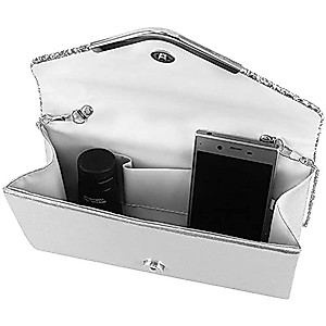 AYKDAS Purses & Totes, Evening Clutches & Crossbody Bags Flash Elegant Clutch, Gold, Silver, Pink (Black) Shiny Handbag (Color : Silver)