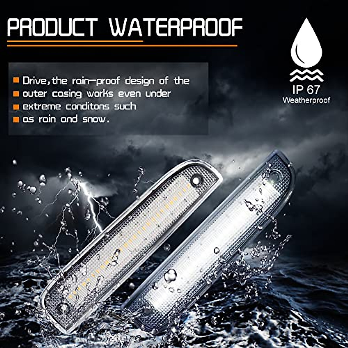 Tonsya White Led Clear Lens kit Compatible With 1997 1998 1999 2000 2001 Jeep Cherokee Front Bumper side Corner Parking Marker Light CH2551118,CH2550118,55055147,55055146