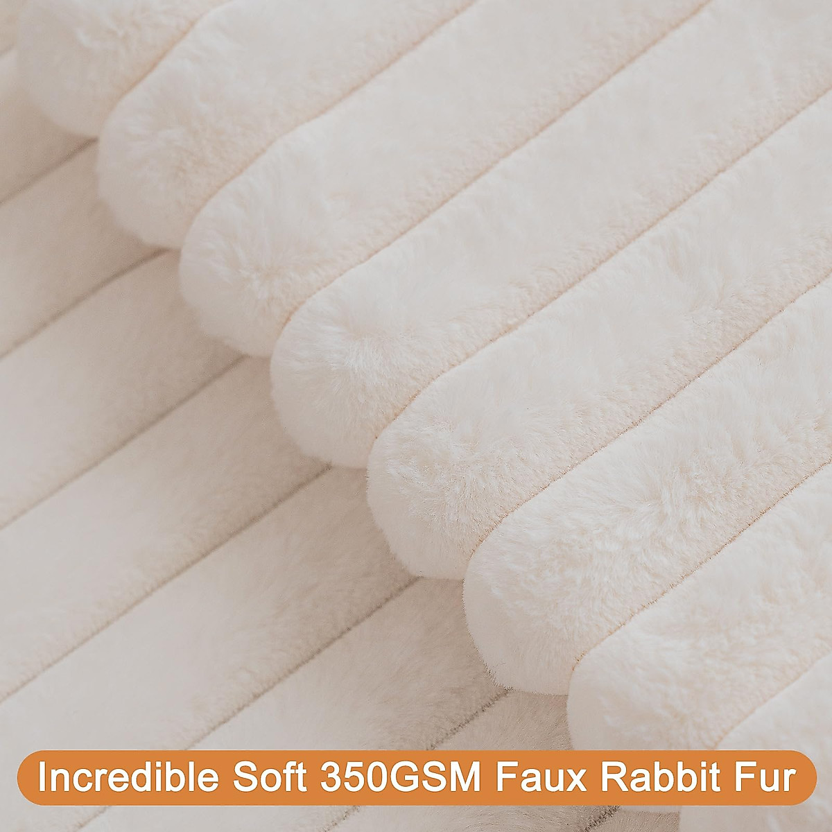 BAOLIZEGAO Double-Sided Faux Fur Plush Throw Pillow Covers 18x18 Set of 2 Fuzzy Striped Soft Cozy Pillowcase Luxury Decorative Pillows Square Shaggy Cushion Covers for Couch Sofa Bed,Cream White