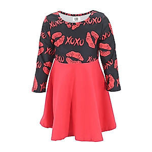 Unique Baby Girls Valentines Day Kisses Lips Tutu Dress (4Y, Red)