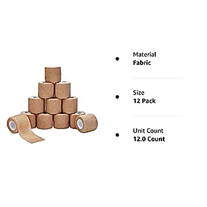 California Basics Self-Adhesive Bandage Wrap - 4 inch, 12 Pack - Suitable for All Sports - Breathable Athletic Tape for Wrists - Knee and Ankle