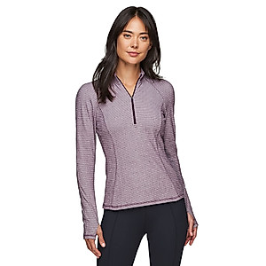Avalanche Women's Long Sleeve Lightweight Partial 1/4 Zip Running Top Stripe Berry L