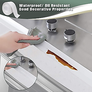 Caulk Tape, White Bathroom Corner Caulking Tape, Waterproof Self-Adhesive Sealing Tape Used for Kitchen Sink,Toilet, Bathroom Bathtub, Tub Floor Wall Edge Protector Strip 1.5" x 10.5Ft PVC