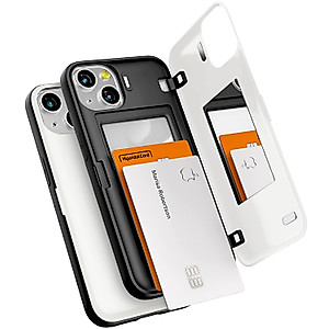 GOOSPERY Magnetic Door Bumper Compatible with iPhone 13 Case, Card Holder Wallet Case, Easy Magnet Auto Closing Protective Dual Layer Sturdy Phone Back Cover - White