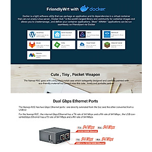 FriendlyElec Nanopi R2S(Black) Mini Portable Travel Router OpenWRT with Dual-Gbps Ethernet Ports 1GB DDR4 Based in RK3328 Soc for IOT NAS Smart Home Gateway