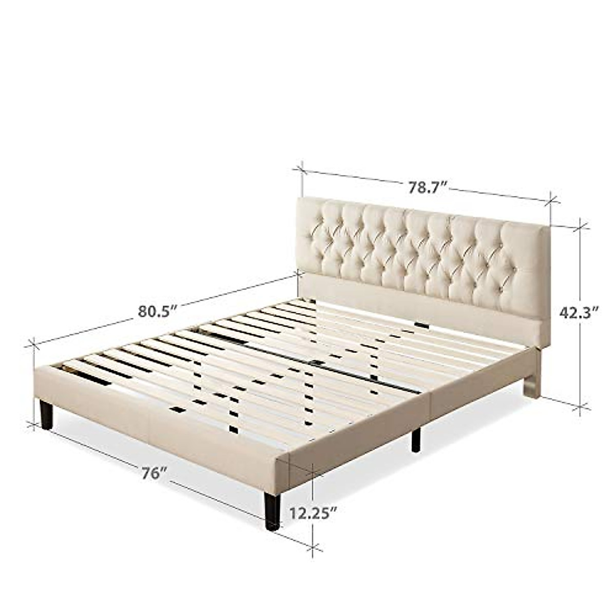ZINUS Misty Upholstered Platform Bed Frame, Mattress Foundation, Wood Slat Support, No Box Spring Needed, Easy Assembly, Taupe, King