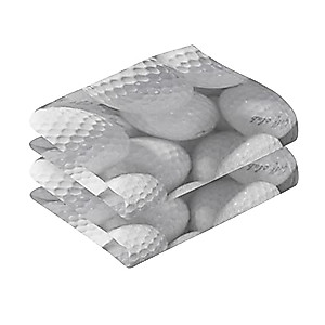 Jucciaco White Golf Balls Cotton Towels for Bathroom Sports Kitchen, Soft Absorbent Hand Towels Set of 2, 16x28 inch