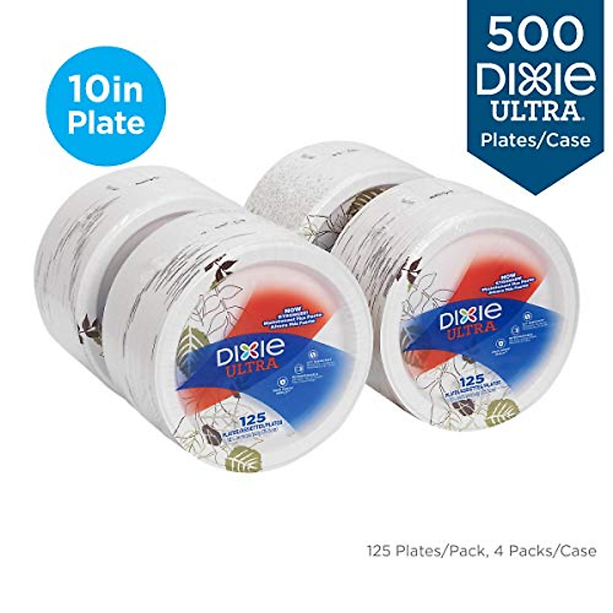 Dixie Ultra 10" Heavy-Weight Paper Plates by GP PRO (Georgia-Pacific), Pathways, SXP10PATH, 500 Count (125 Plates Per Pack, 4 Packs Per Case)