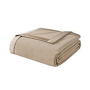 True North by Sleep Philosophy Micro Fleece Luxury Premium Soft Cozy Mircofleece Blanket for Bed, Couch or Sofa, Full/Queen, Beige