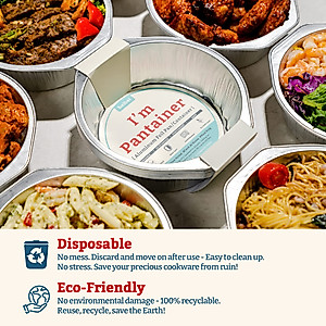 8 Inch Deep Round Disposable Pans (15 Pack) | Reusable Leak-Proof Aluminum Pans for Cooking, Baking, Roasting | Multi-Use Tins for Oven, Freezer, Microwave | Deep Cookware for Casserole, Lasagna, Soup