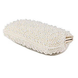 MXIAOXIA Pearl Clutch Bags Women Purse Ladies White Hand Bags Evening Bags for Party Wedding Black Shoulder Bag (Color : D, Size