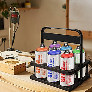 Kevenal Portable Spray Can Holder, Paint Bottle Organizer for Garage & Home, 6 Holes Spray Bottle Storage Rack, Spray Bottle Organizer - Black