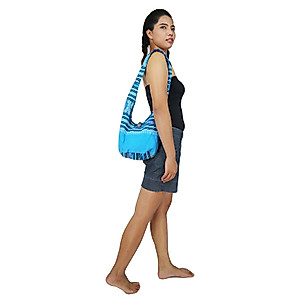 Lovely Creations's Hippie Boho New Elephant Crossbody Bohemian Gypsy Sling Shoulder Bag"Small" Size (Turtle Sky blue)