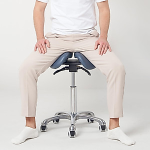 Master Massage Berkeley Ergonomic Split Style Saddle Stool in Royal Blue