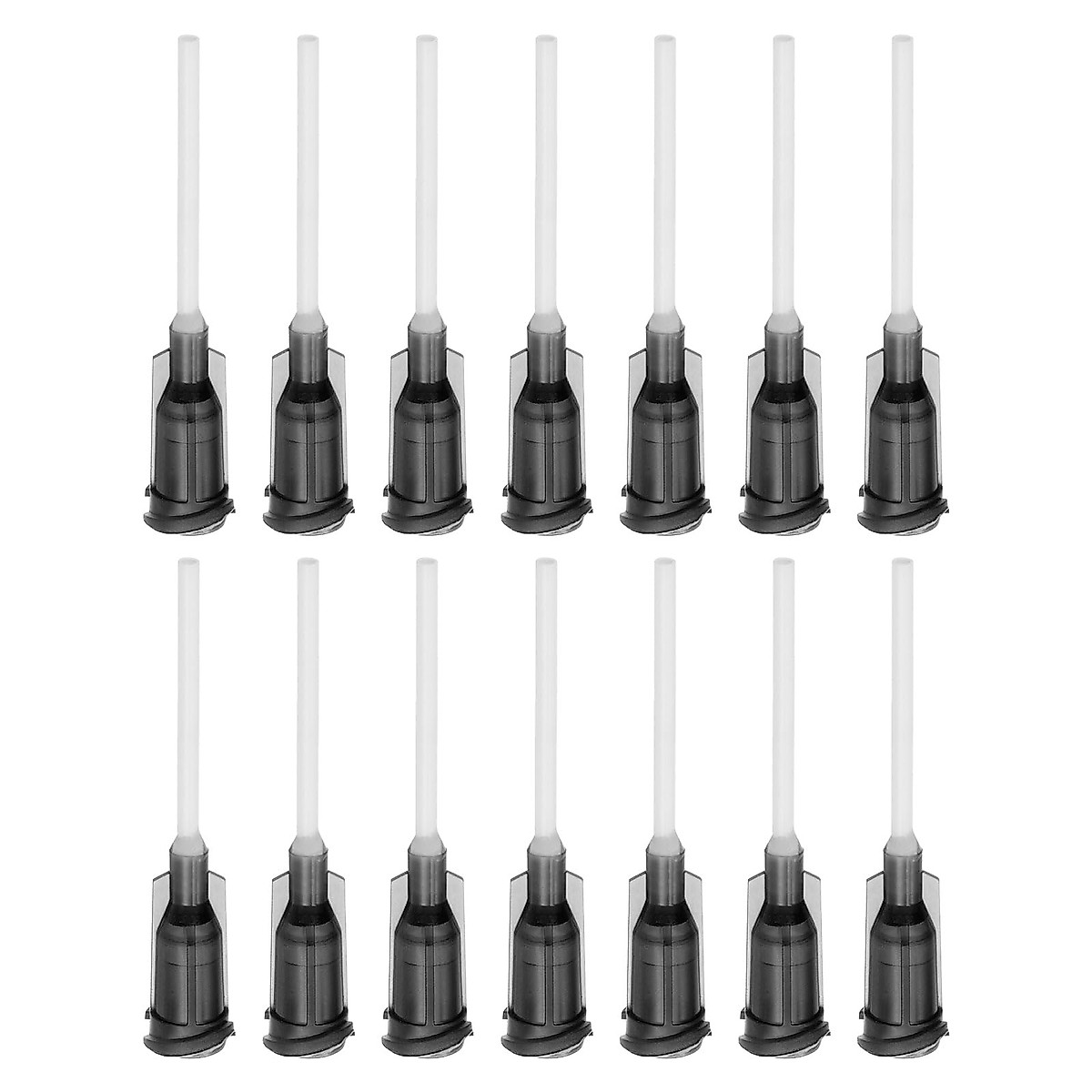 uxcell 50 Pcs 16G Plastic Dispensing Needles, 1" PTFE Glue Needle Tube Blunt Luer Lock Tips Applicator with PP Flexible Needle for Liquid Glue Gun, Grey