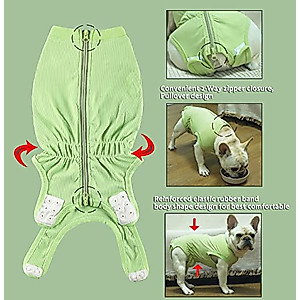 Sychien Dog Recovery Suit Large for Female Spay,Male Post Surgery Recovery Combed Cotton Bodysuit,Green XXL