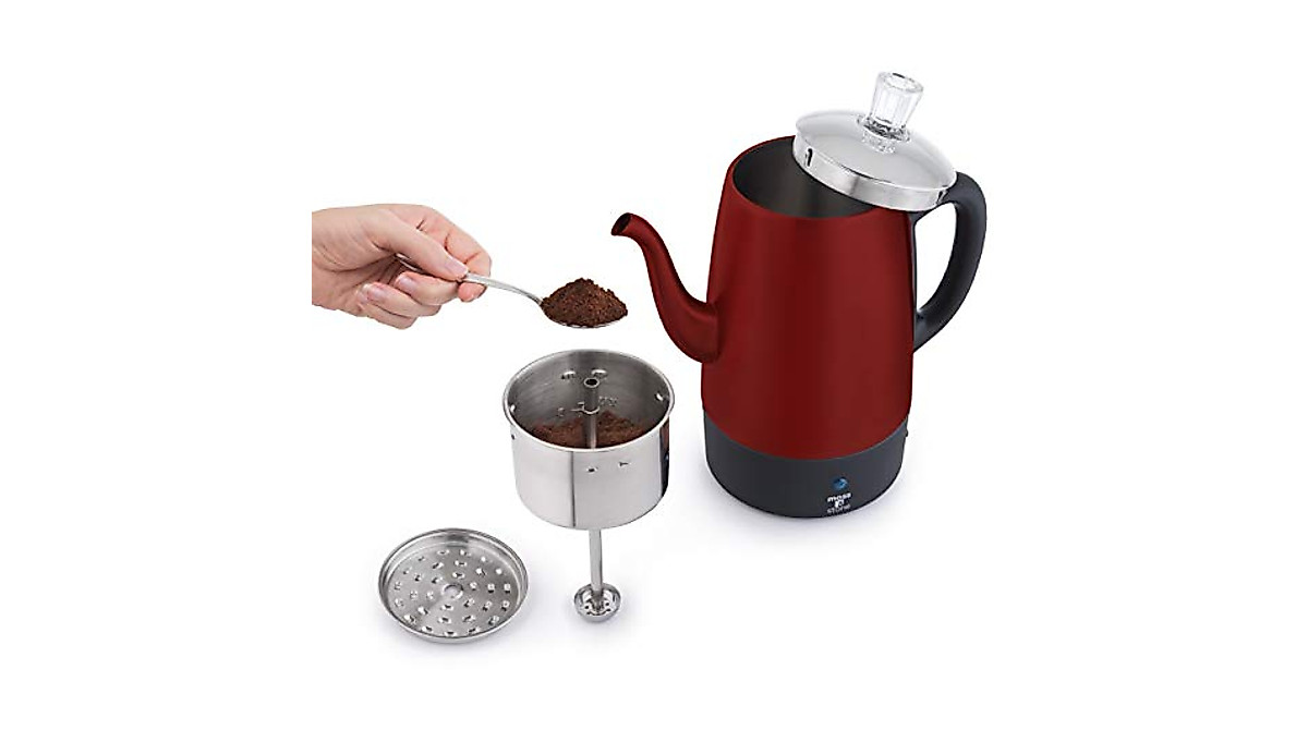 Moss & Stone Electric Coffee Percolator - Brew 10 Cups Red
