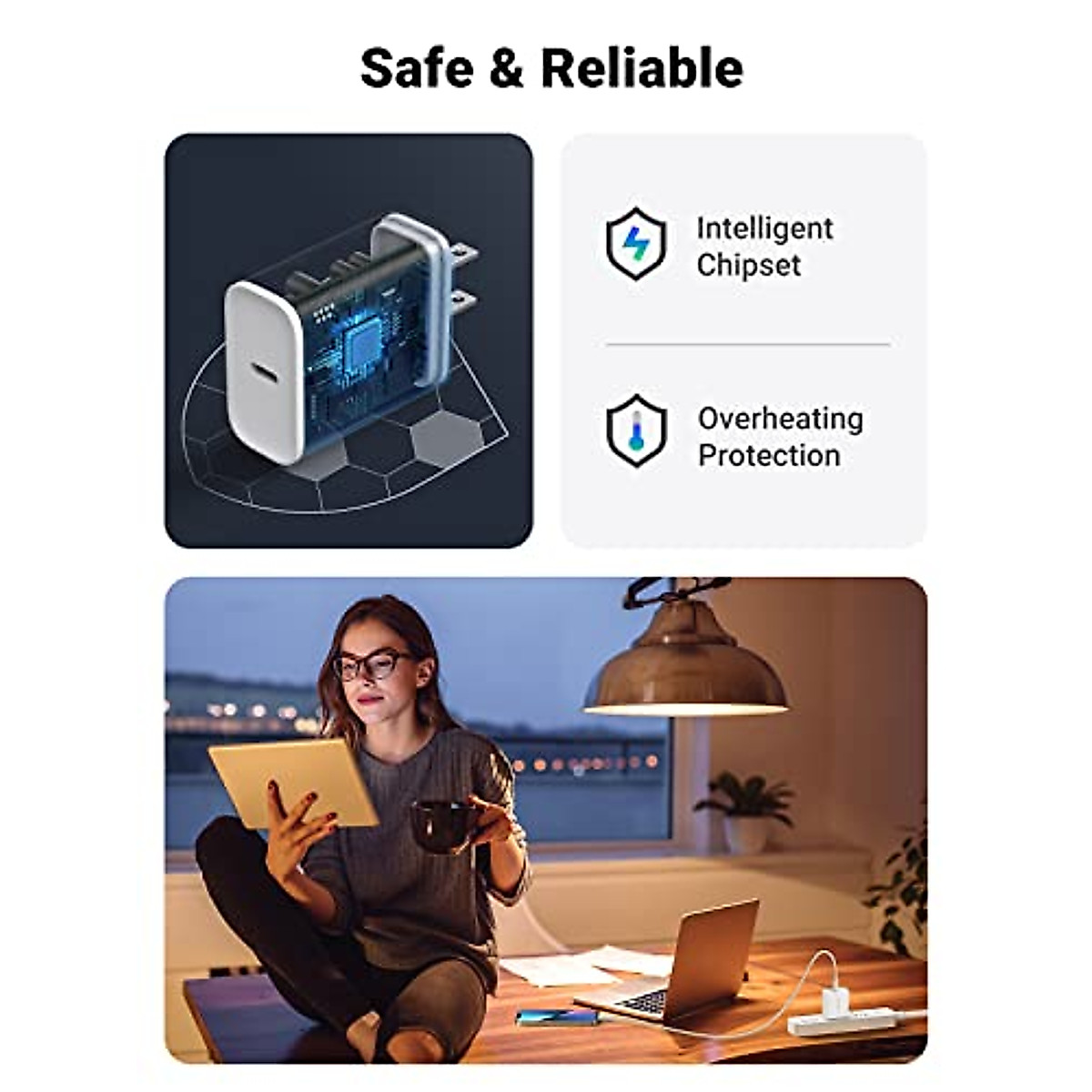 UGREEN 20W USB C Charger PD Fast Charger Block USB-C Wall Charger Power Adapter Compatible with iPhone 14/14 Pro Max/iPhone 13/12 Pro Max/SE/11, Pixel, Galaxy S23/S22/S21/S20/Note 10, iPad Mini/Pro