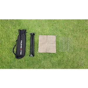 DesignNest, FoldingFire BBQ Grill, Foldable, Portable Firepit with Stainless Steel Cooking Grate, Campfire, Outdoor Fire Pit, Bonfire, Backyard Fireplace, Carrying Bag Included, Medium, Black