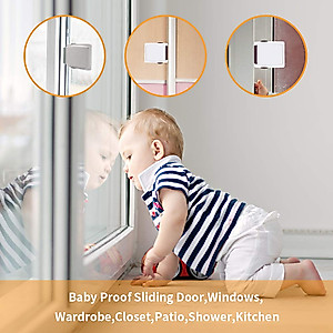 Child Proof Window Sliding Door Lock 2 Grey Packs (Suit for Working Space Over 0.42in and Under 1.18in) Security Your Baby Safe and Protect Kid outof Dangerous at Home (2, Grey)