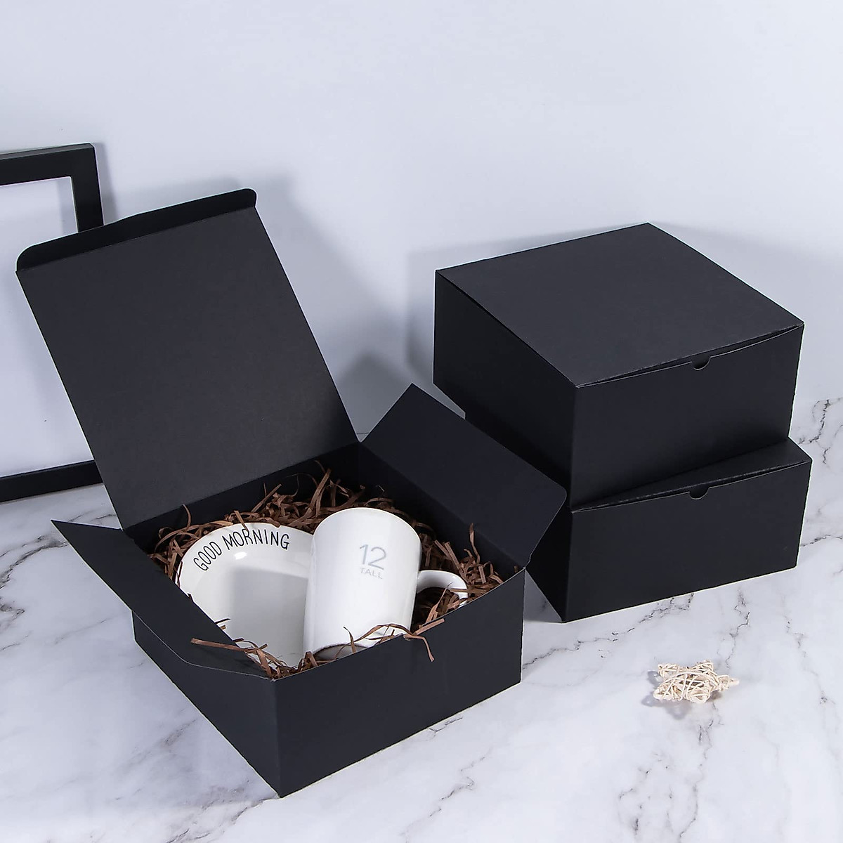 NIGNYA Kraft Gift Boxes with Lid 8x8x4 inches 10 Pack Black Cardboard Paper Gifts Boxes Large Boxes for Presents, Bridesmaid Proposal, Wedding, Birthday