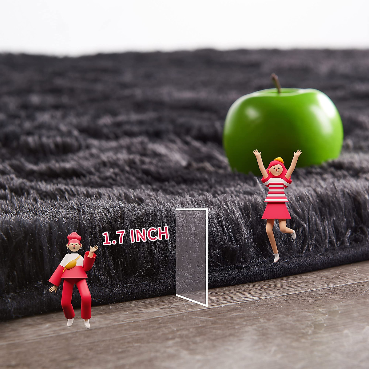 GKLUCKIN 5x7 Area Rug for Living Room, Black Rugs for Bedroom, Fluffy Shag Fuzzy Soft Rug for Kids Boys Girls Room, Nursery Rug, Room Rug, Dorm Rug, Plush Shaggy Furry Rug, Indoor Carpet