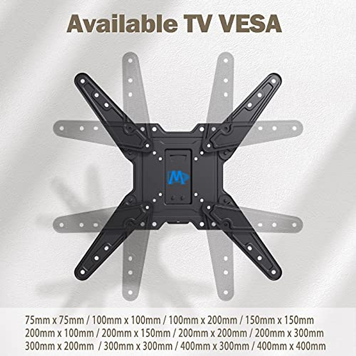 Mounting Dream TV Wall Mount for Most 26-55 Inch TVs, Full Motion TV Mount with Perfect Center Design on Single Stud Articulating Mount Max VESA 400x400mm up to 77 LBS, Wall Mount TV Bracket MD2413-MX