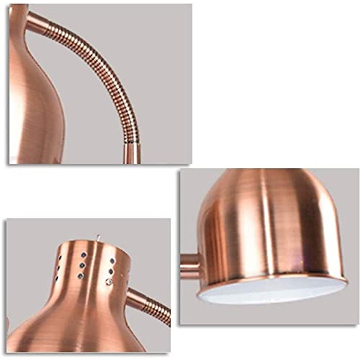 QQXX 360°Rotation Double Bulbs Food Warmer Lamp,Metal Double Bulbs Buffet Display Heating Preservation E27 Food Heat Lamp,Portable Food Lamps Commercial Fries Fried Food Heating lamp(220-250V)