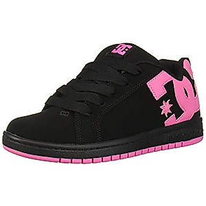 DC Unisex-Child Court Graffik Low Top Skate Shoe Sneaker, Black/Pink, 1 M M US Big Kid