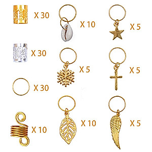 YMHPRIDE 140 Pieces Dreadlock Jewelry Aluminum Dreadlocks Beads Metal Hair Cuffs Hair Rings Shell Charms Hair Coils Braiding Hair Pendants Decoration Clips