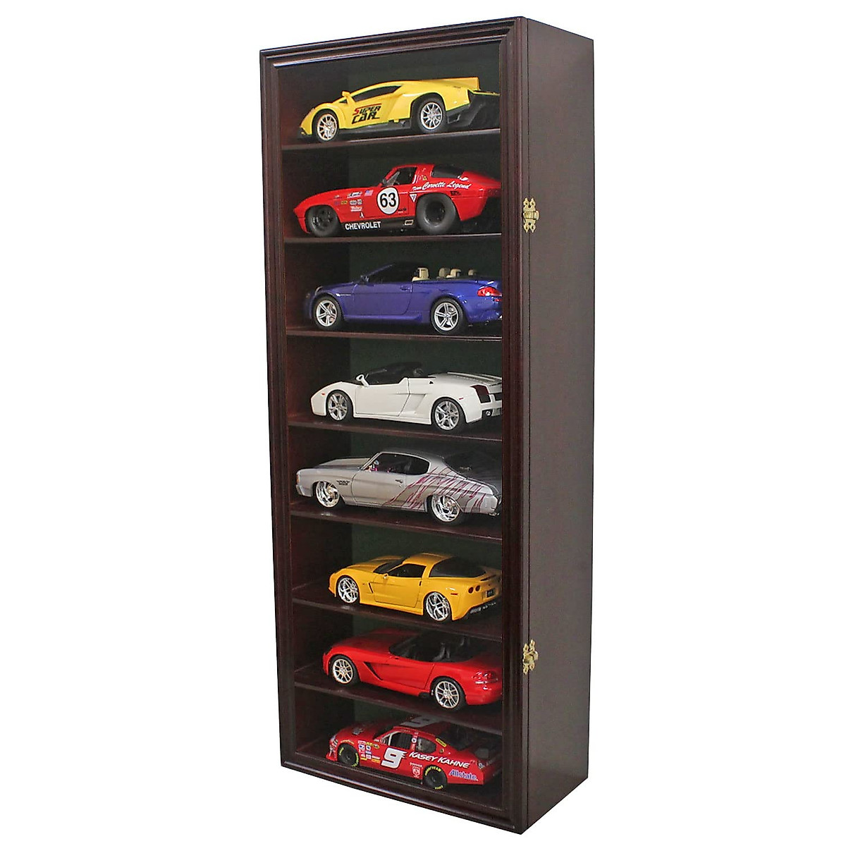 1/24 - 1/18 Scale Diecast Wheels Model 8 Cars Display Case Cabinet Holder Holds - Mahogany Finish (Mahogany Finish)