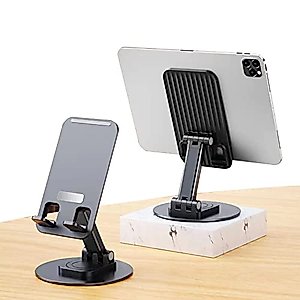 ANJIXIN Rotatable Cell Phone Stand Height Adjustable iPhone Holder for Desk Portable Cellphone Stand Thick Case Friendly Compatible with All Mobile Phone iPhone IPad Desk Accessories Space Black