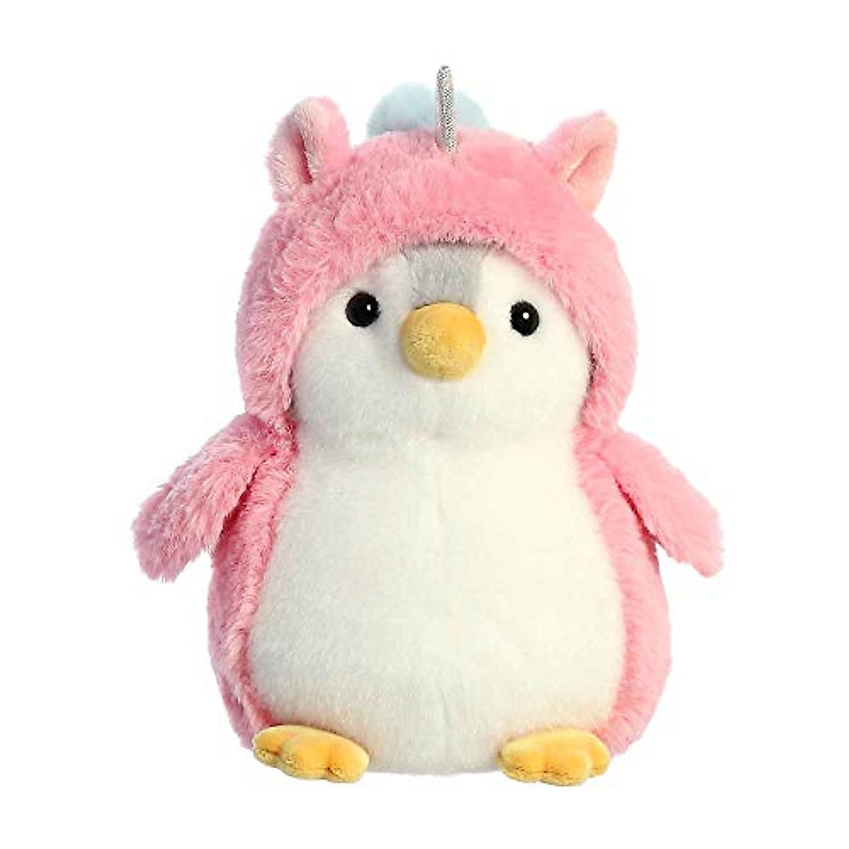 Aurora® Playful Pompom Penguin™ Unicorn Stuffed Animal - Vibrant Companions - Endless Fun - Pink 7 Inches