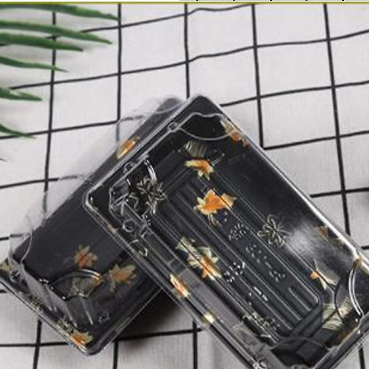 Luxshiny 50Pcs Sushi Trays with Lids, Disposable Sushi Packing Box Sandwich Boxes Fruit Cake Carry Out Container Take Out Boxes